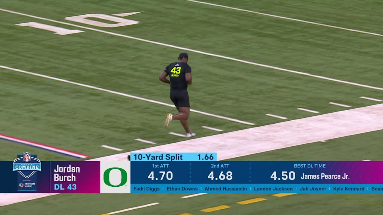 Defensive end Jordan Burch runs official 4.67-second 40-yard dash at ...