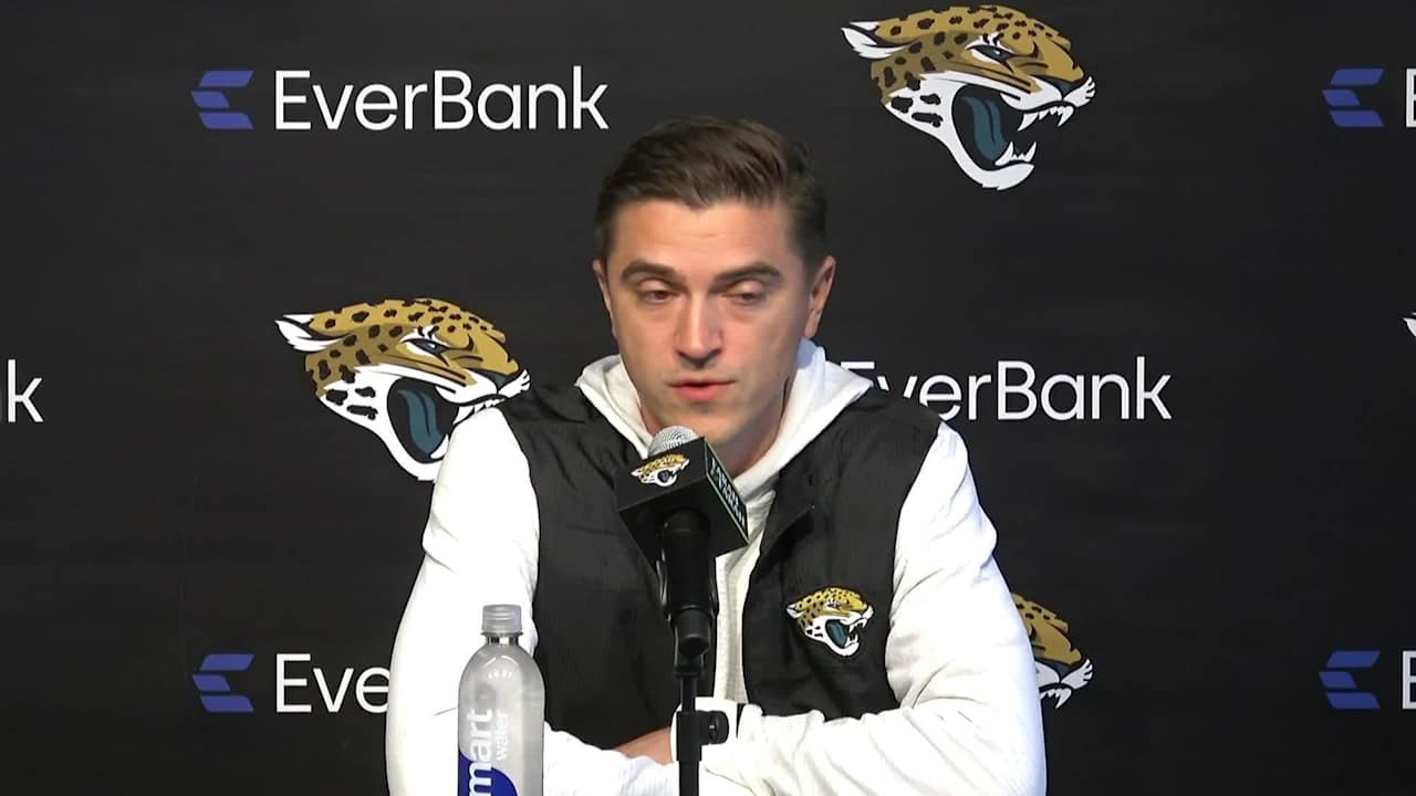 Jacksonville Jaguars head coach Liam Coen, general manager James ...