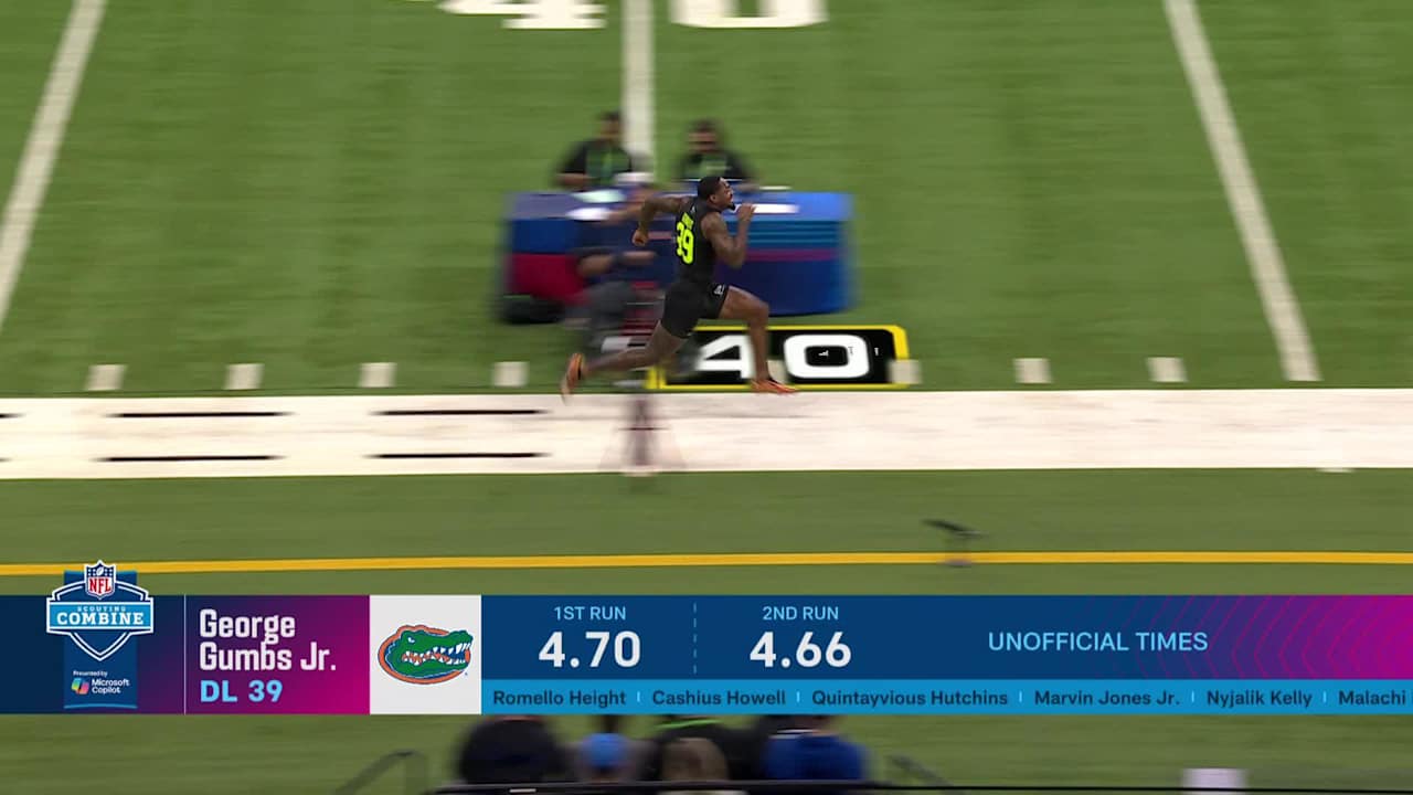 Edge rusher George Gumbs Jr. runs 40-yard dash at 2026 combine