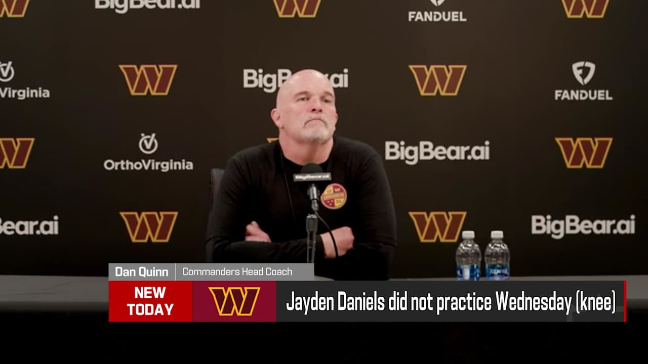 Washington Commanders head coach Dan Quinn shares his Wednesday injury update on quarterback ...