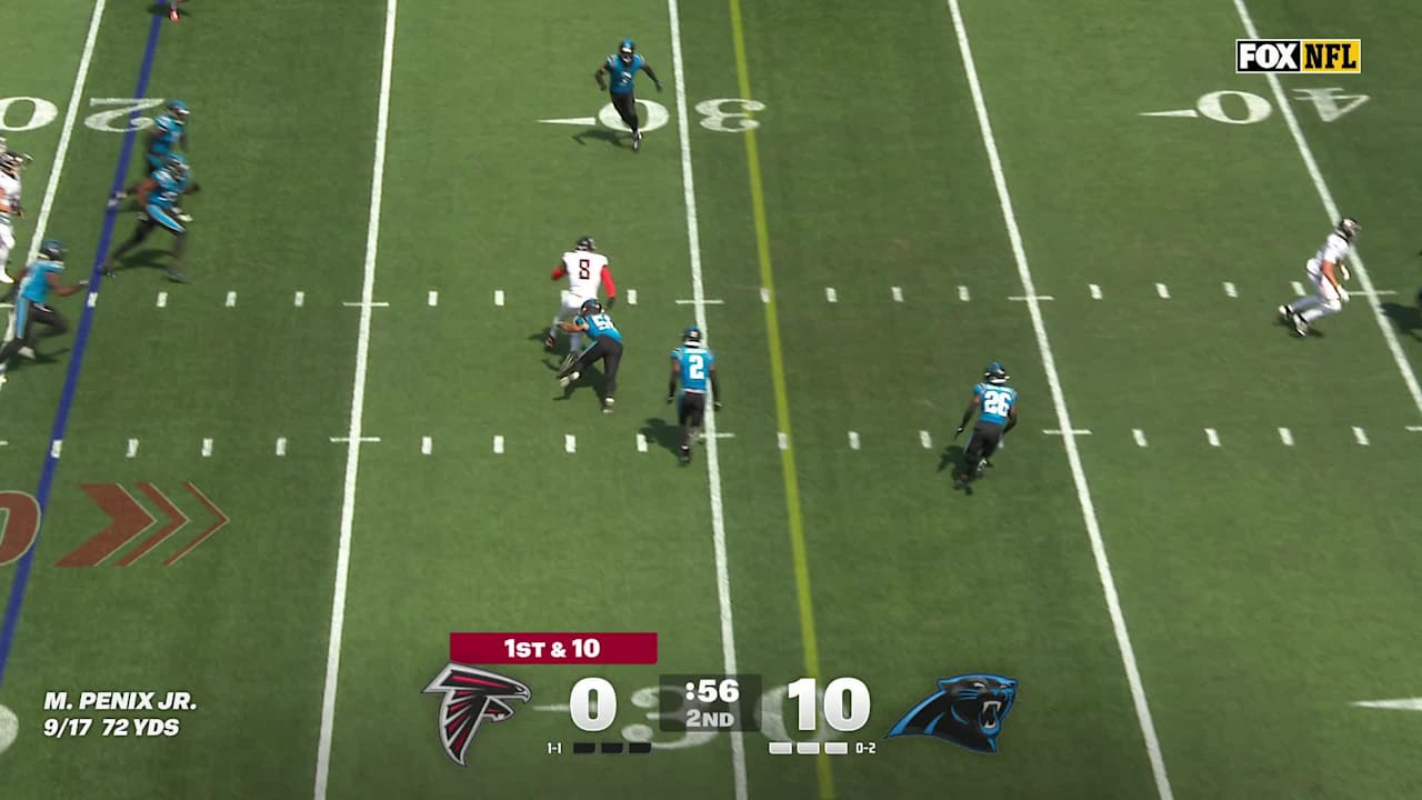 Atlanta Falcons tight end Kyle Pitts first reception of the half goes ...