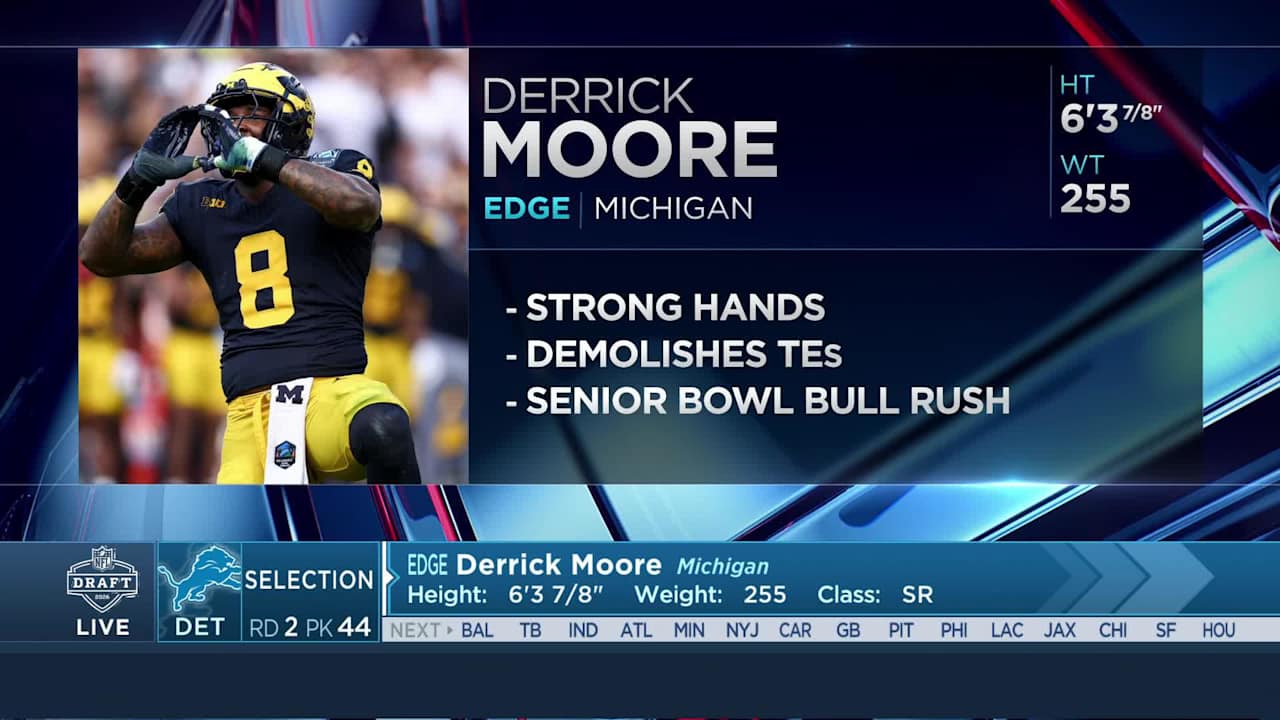 Detroit Lions select EDGE Derrick Moore with No. 44 pick in 2026 draft