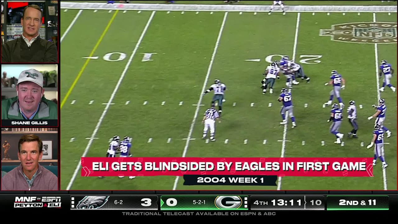 Former NFL quarterback Eli Manning relives brutal blindside hit from ...