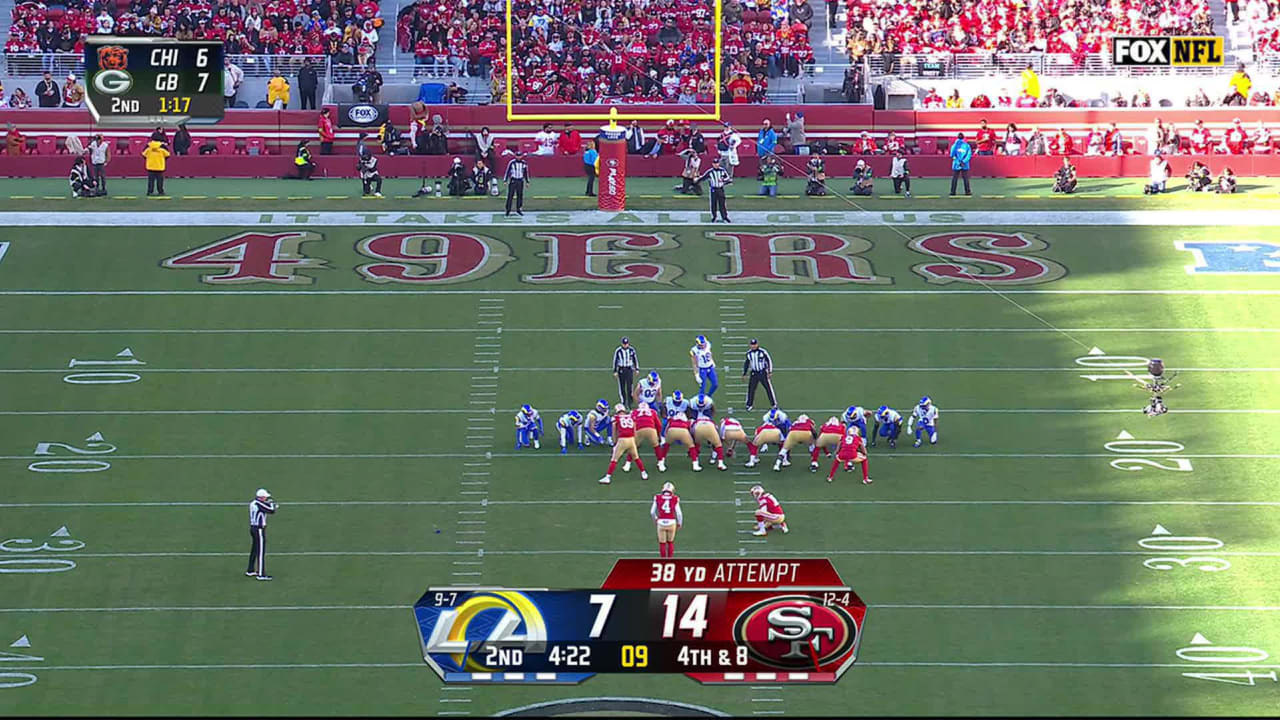 San Francisco 49ers kicker Jake Moody doinks a 38-yard field goal ...
