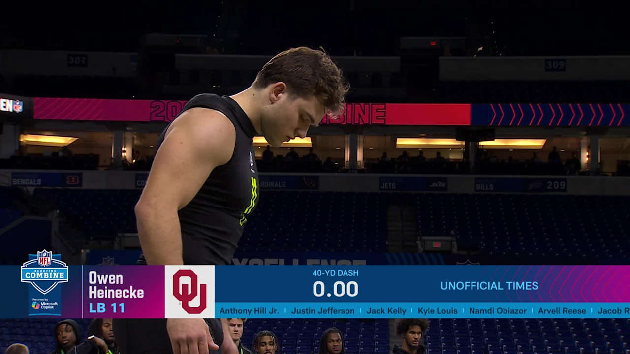 Linebacker Owen Heinecke runs official 4.62-second 40-yard dash at 2026 ...