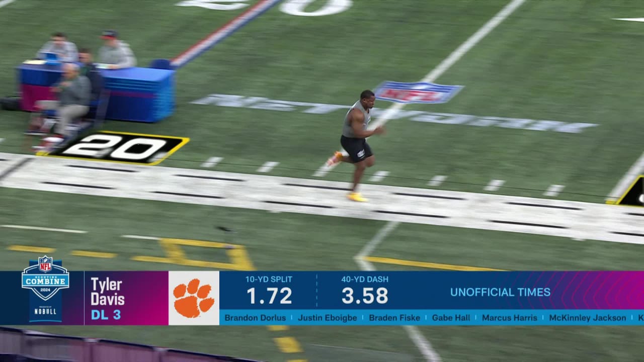Defensive tackle Tyler Davis runs 40-yard dash at 2024 combine