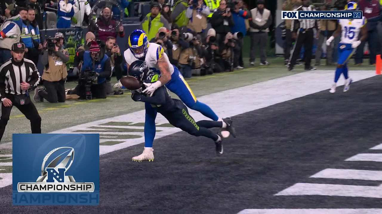 Seattle Seahawks running back Devon Witherspoon's pass-breakup clamps ...