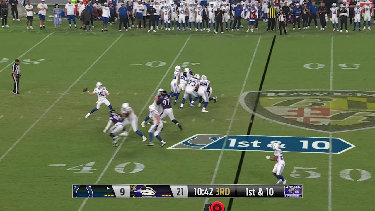 Indianapolis Colts quarterback Riley Leonard rips a 24-yard laser to ...