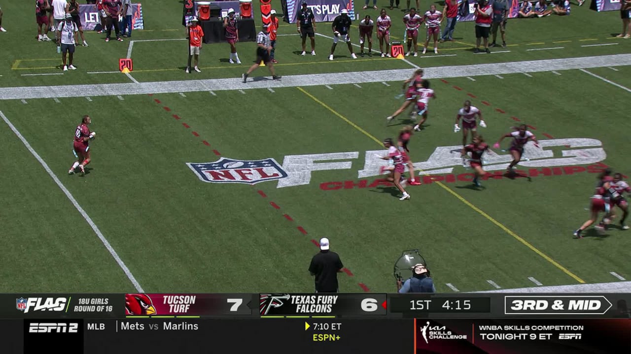 Texas Fury Falcons Emma Clark hauls in deep touchdown pass