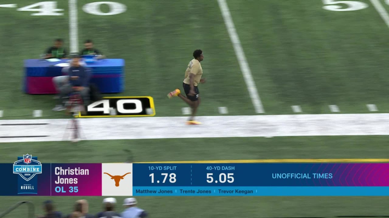 Offensive tackle Christian Jones runs official 5.04-second 40-yard dash ...