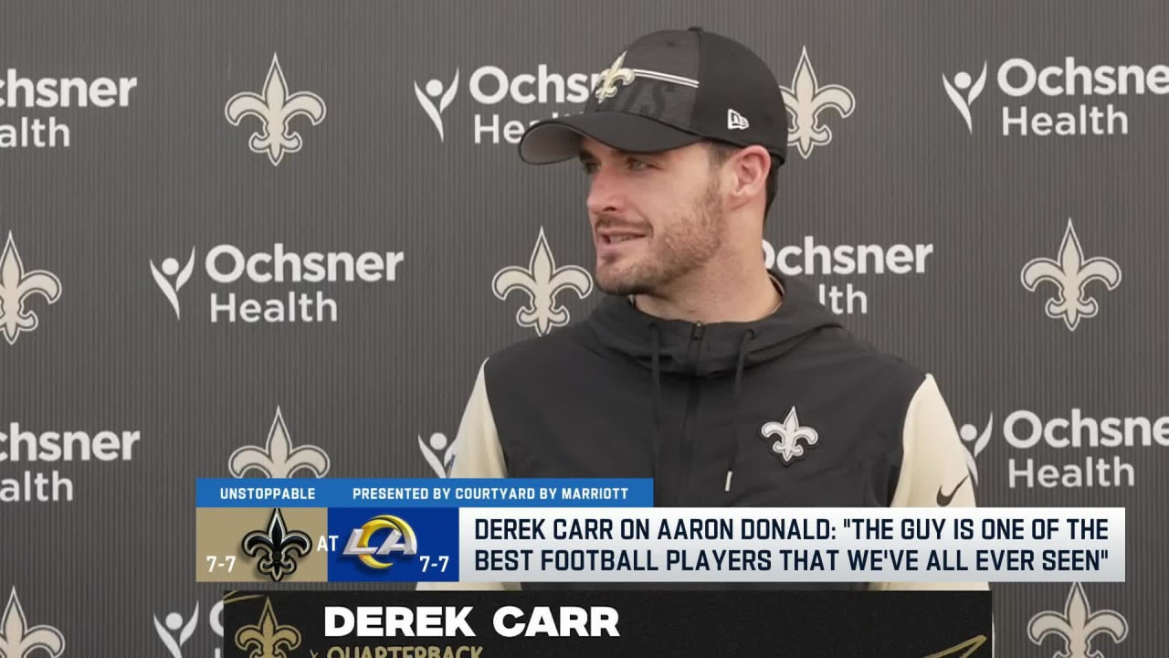 New Orleans Saints quarterback Derek Carr on Los Angeles Rams defensive ...