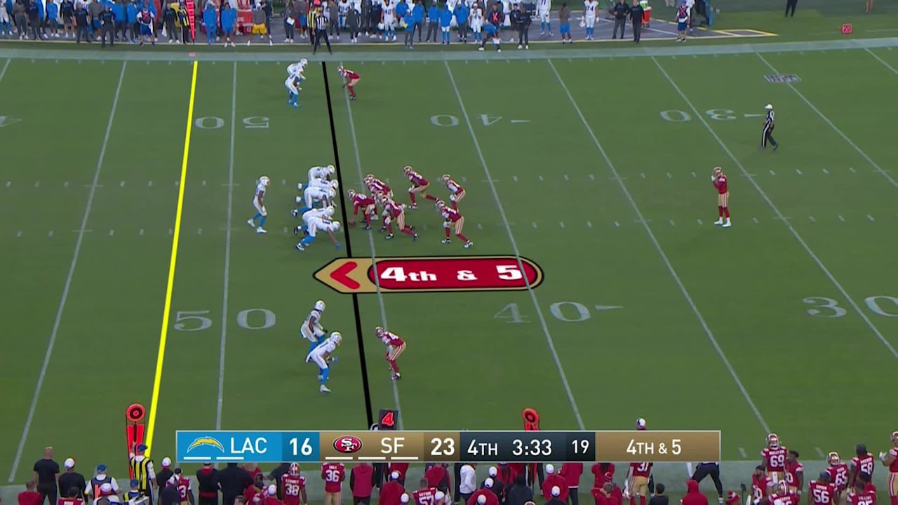 Los Angeles Chargers muffed punt gives San Francisco 49ers ball in red zone