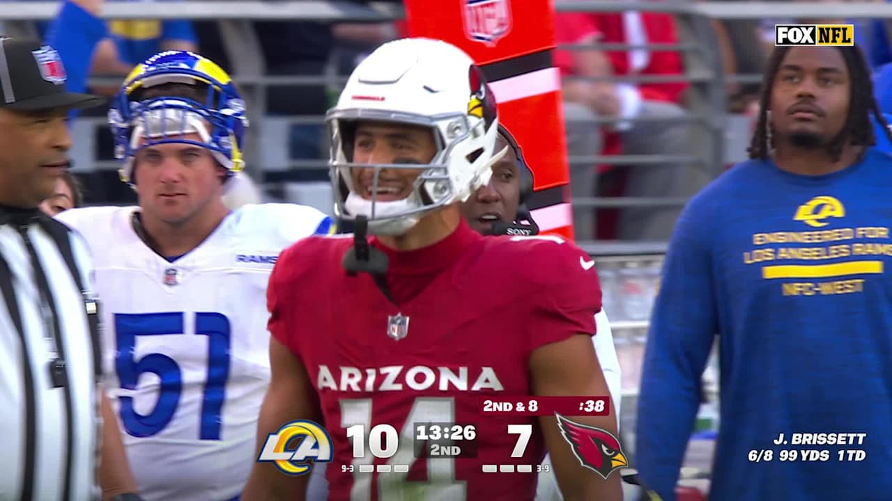 Arizona Cardinals wide receiver Michael Wilson climbs ladder on 14-yard ...