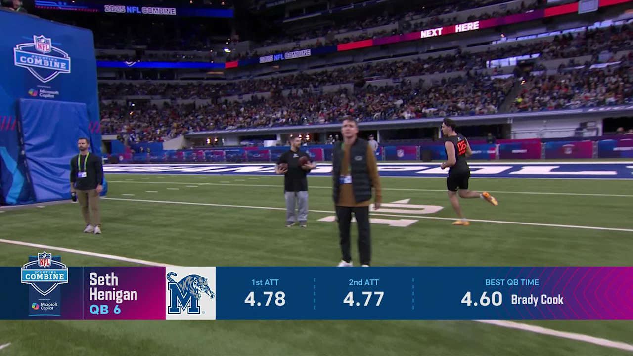 Quarterback Seth Henigan runs official 4.76-second 40-yard dash at 2025 ...