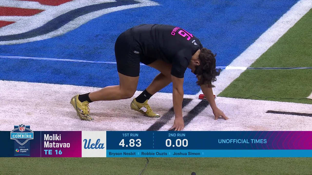 Tight end Moliki Matavao runs official 4.81-second 40-yard dash at 2025 ...