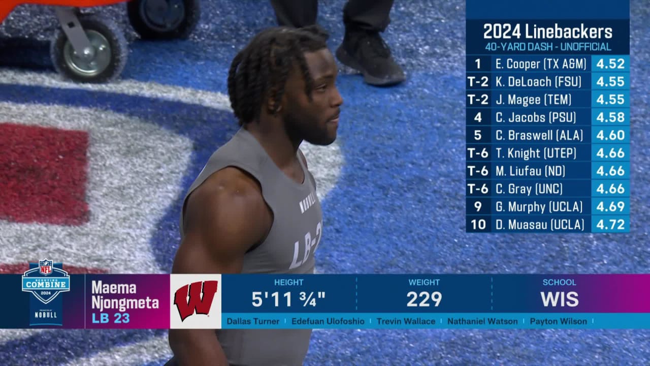 Linebacker Maema Njongmeta's 2024 NFL Scouting Combine workout