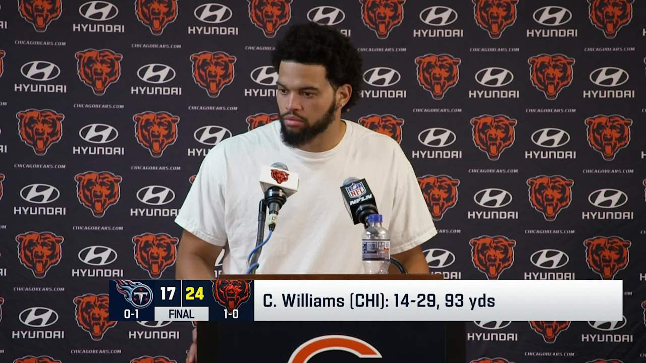 Chicago Bears rookie quarterback Caleb Williams reacts to Week 1 ...
