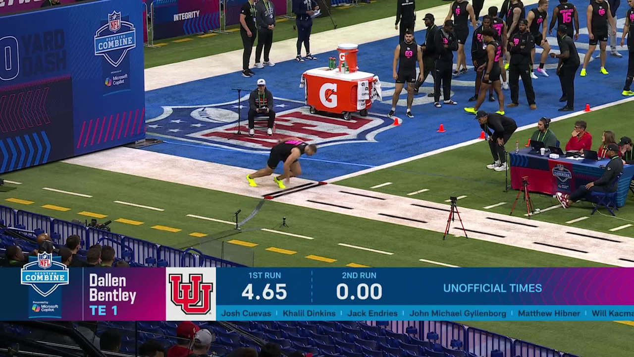 Tight end Dallen Bentley runs official 4.62-second 40-yard dash at 2026 ...