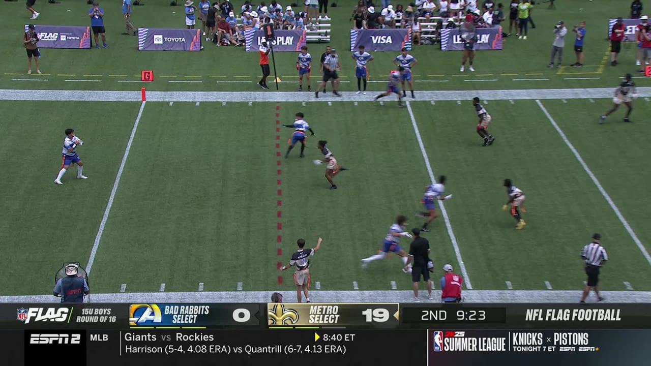 Rams' Bad Rabbits Select go untouched on TD to put them on the board