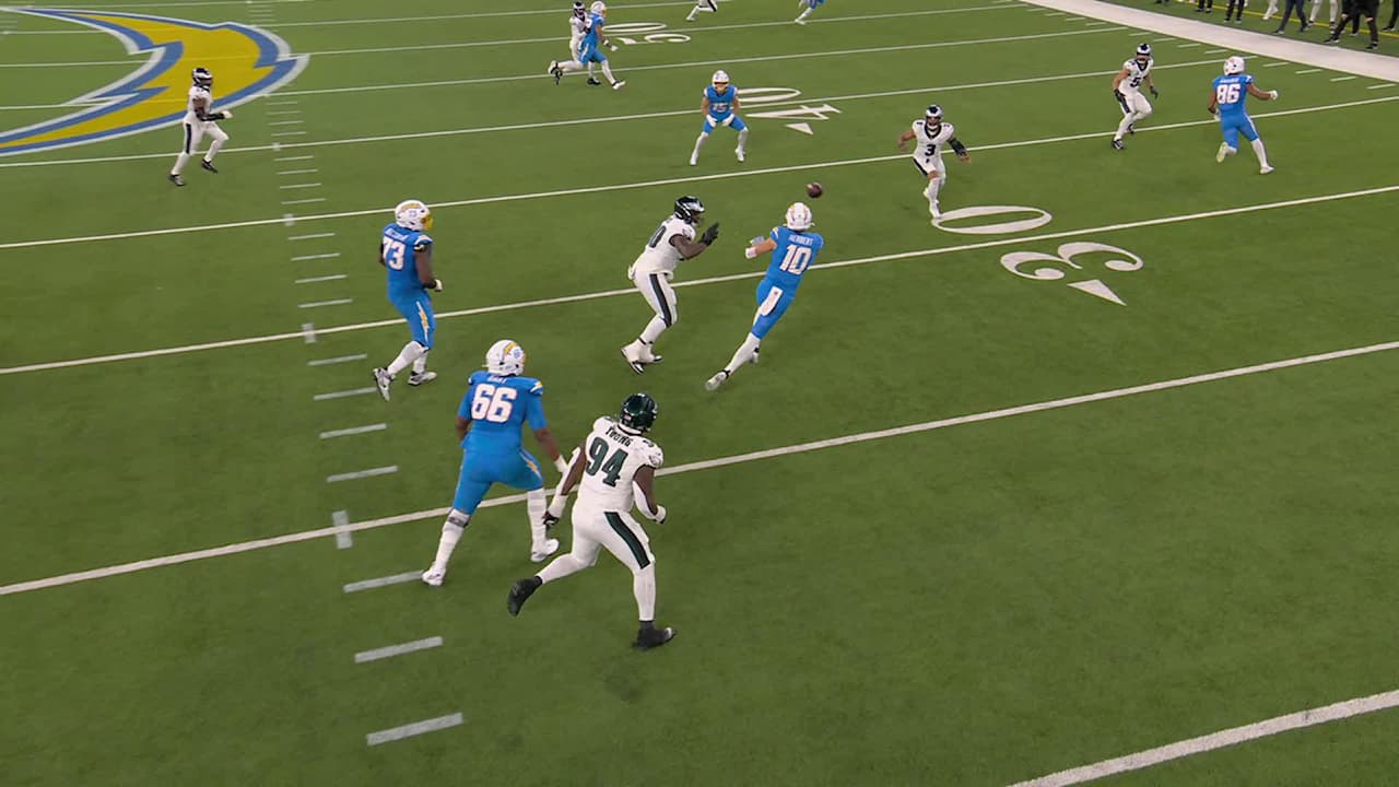 Los Angeles Chargers quarterback Justin Herbert fires side-arm strike ...