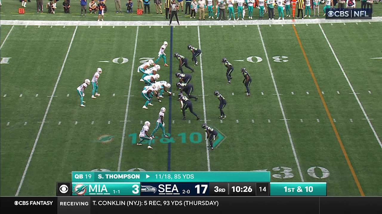 Miami Dolphins quarterback Skylar Thompson's 17-yard strike to wide ...