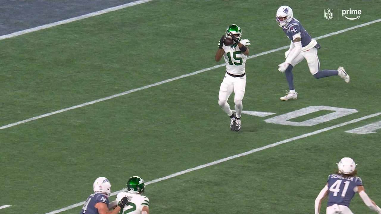 New York Jets wide receiver Adonai Mitchell's first catch as a Jet gets ...