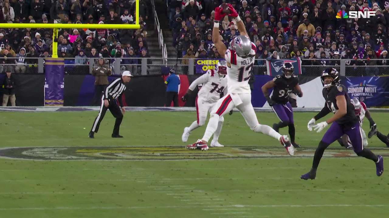 Hopping New England Patriots wide receiver Mack Hollins gets UP to grab ...